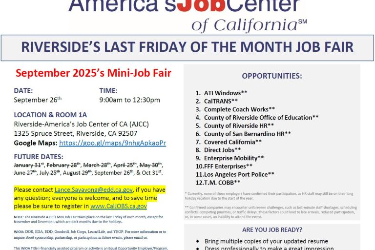 Riverside Mini Job Fair | Riverside County Workforce Development