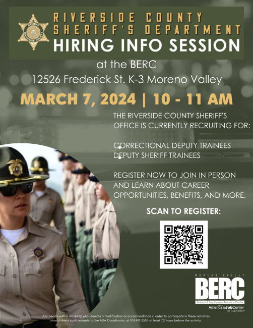 Riverside County Sheriff's Department Hiring Info Session | Riverside ...