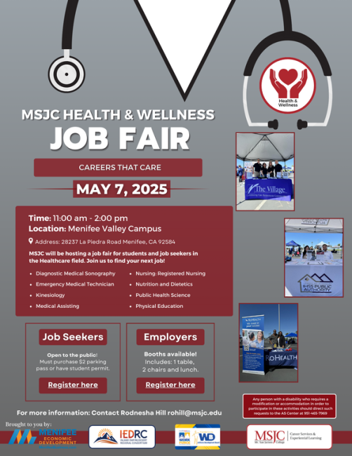 MSJC Health & Wellness Job Fair | Riverside County Workforce Development