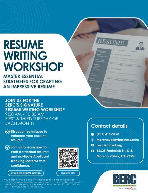 Resume Writing Workshop | Riverside County Workforce Development