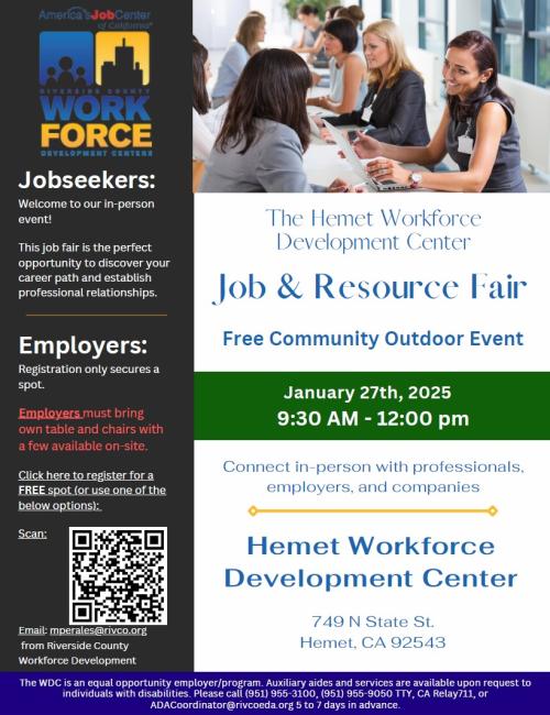 Hemet Job & Resource Fair | Riverside County Workforce Development